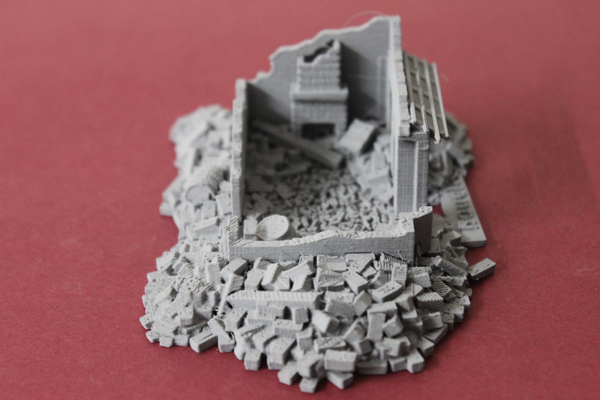 1-72ND SCALE 3D PRINTED DIORAMA WW II BUILDING BOMBED OUT BUILDING #8 ...