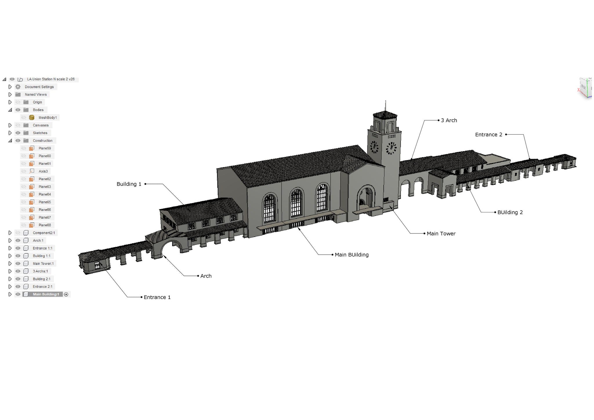 1-160TH N SCALE 3D PRINTED LOS ANGELES UNION STATION MAIN BUILDING ...